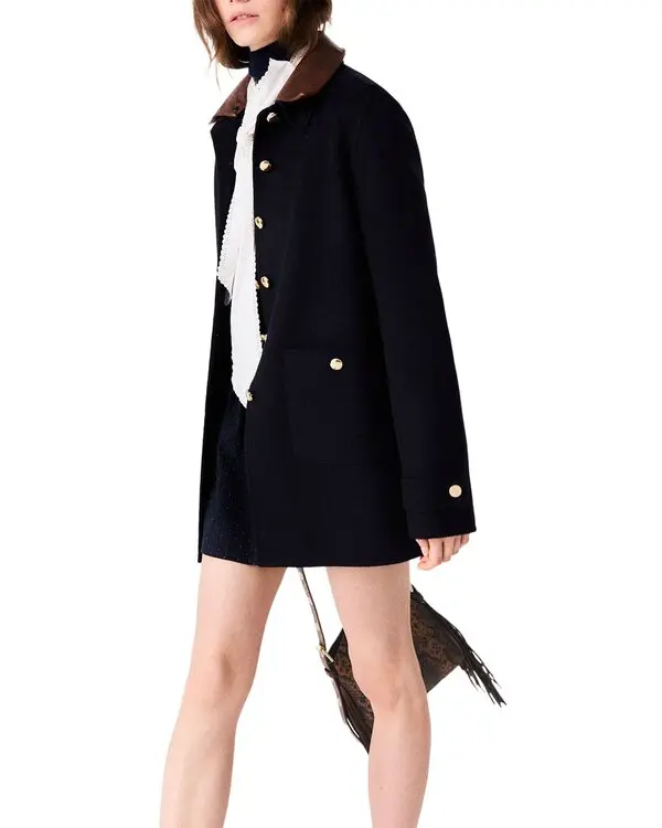 Maje Gedeus Wool Blend Double Faced Car Coat