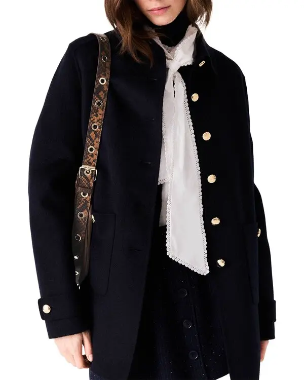 Maje Gedeus Wool Blend Double Faced Car Coat