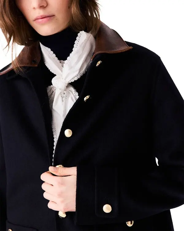 Maje Gedeus Wool Blend Double Faced Car Coat