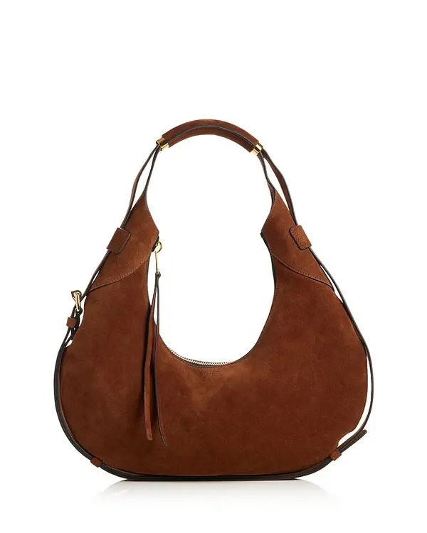 Moschino Handle Me Suede Shoulder Bag - Coffee