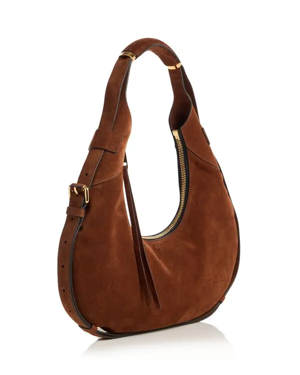 Moschino Handle Me Suede Shoulder Bag