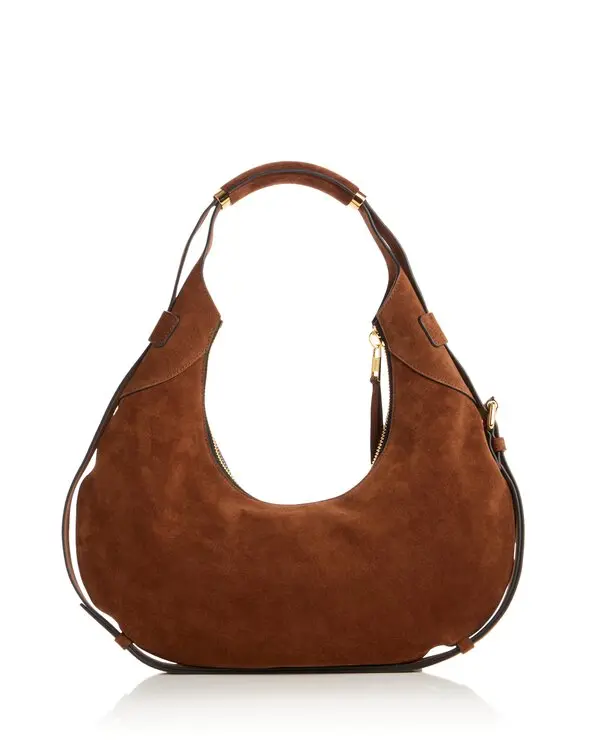Moschino Handle Me Suede Shoulder Bag