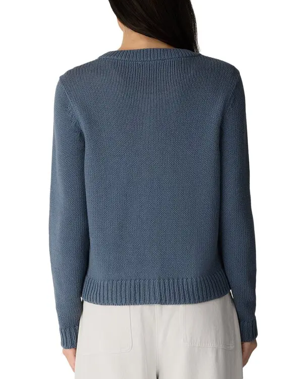 Eileen Fisher Cotton Crewneck Cardigan Sweater
