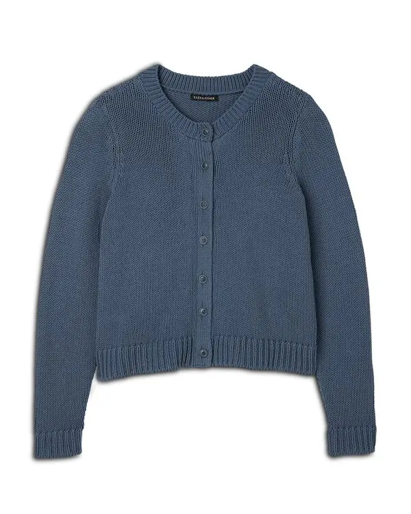 Eileen Fisher Cotton Crewneck Cardigan Sweater