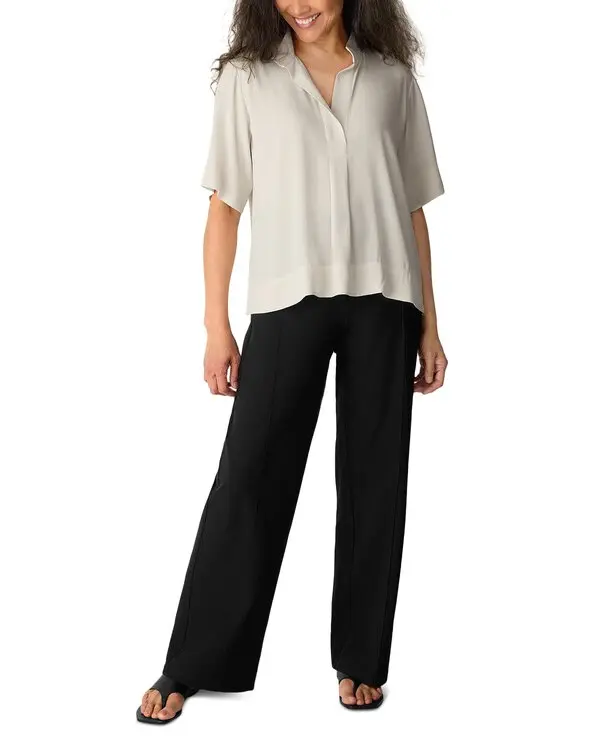 Eileen Fisher Silk Stand Collar Top