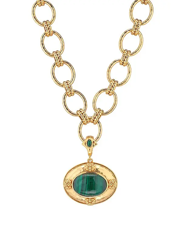CAPUCINE DE WULF Cleopatra Removable Pendant Necklace, 16-18 - Malachite