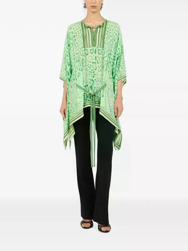 Roberto Cavalli Leopard-print Lace-up Kaftan