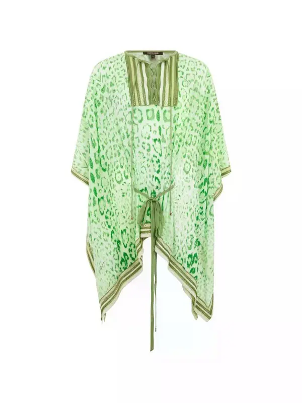 Roberto Cavalli Leopard-print Lace-up Kaftan - Green