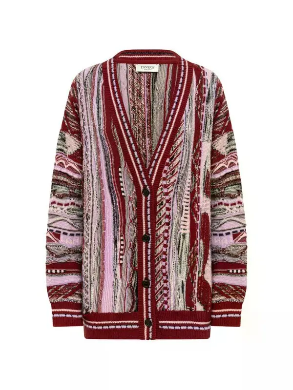 LANEUS Jacquard-knit Oversized Cardigan