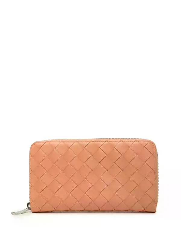 Bottega Veneta 2012-2026 Nappa Intrecciato Zip Around Wallet Long Wallets - Orange
