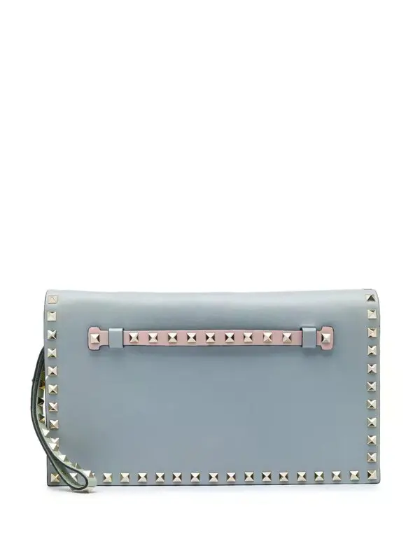 Valentino Garavani 2000-2017 Nappa Watercolor Rockstud Wristlet Clutch Bag - Blue