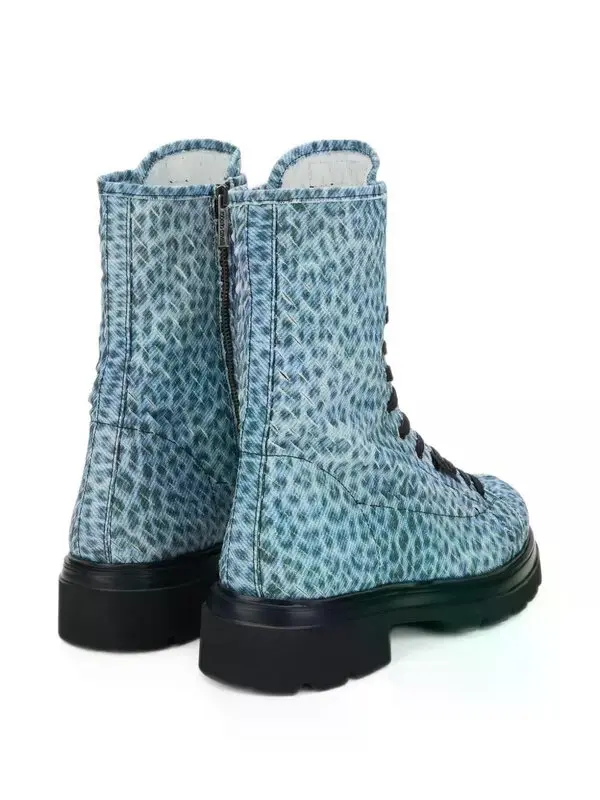 Roberto Cavalli Leopard-print Lace-up Combat Boots