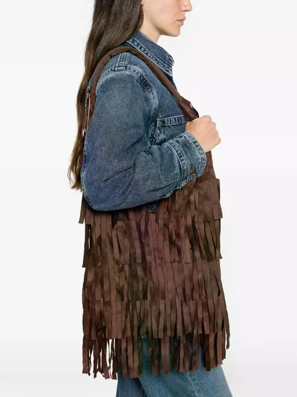LA MILANESA Aretha Fringe-detailed Shoulder Bag - Brown