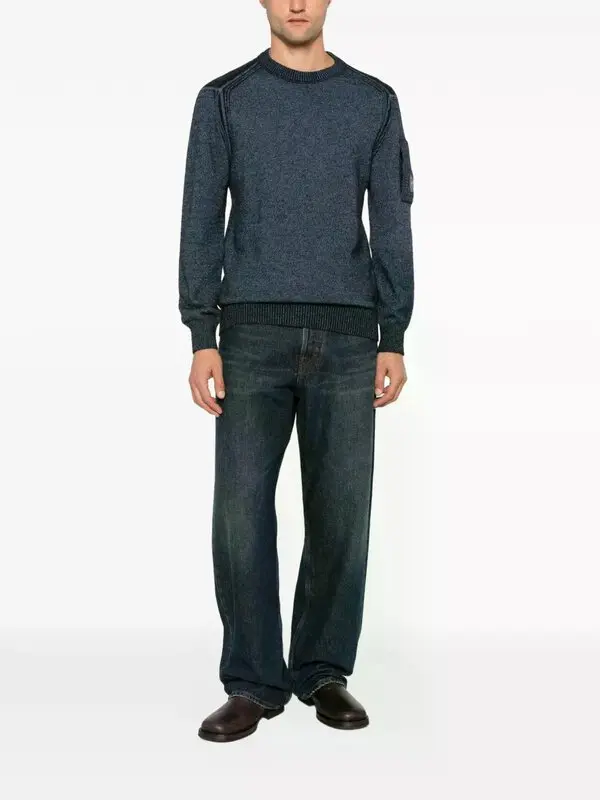 C.P. COMPANY Lens-detail Ribbed-trim Sweater - Blue