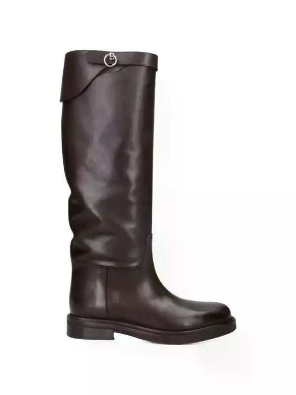 POEVE Turnlock Leather Knee-high Boots - Brown