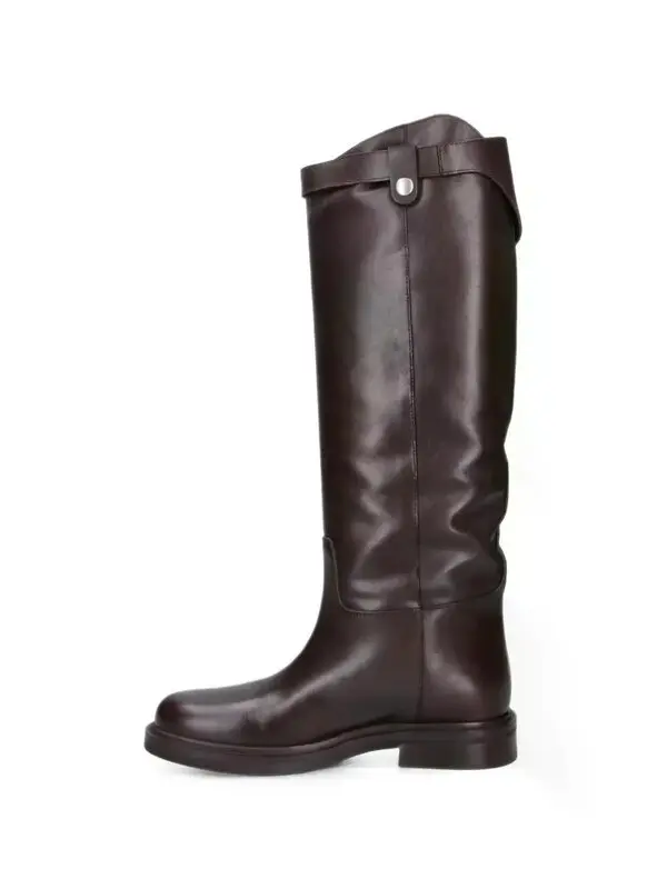 POEVE Turnlock Leather Knee-high Boots