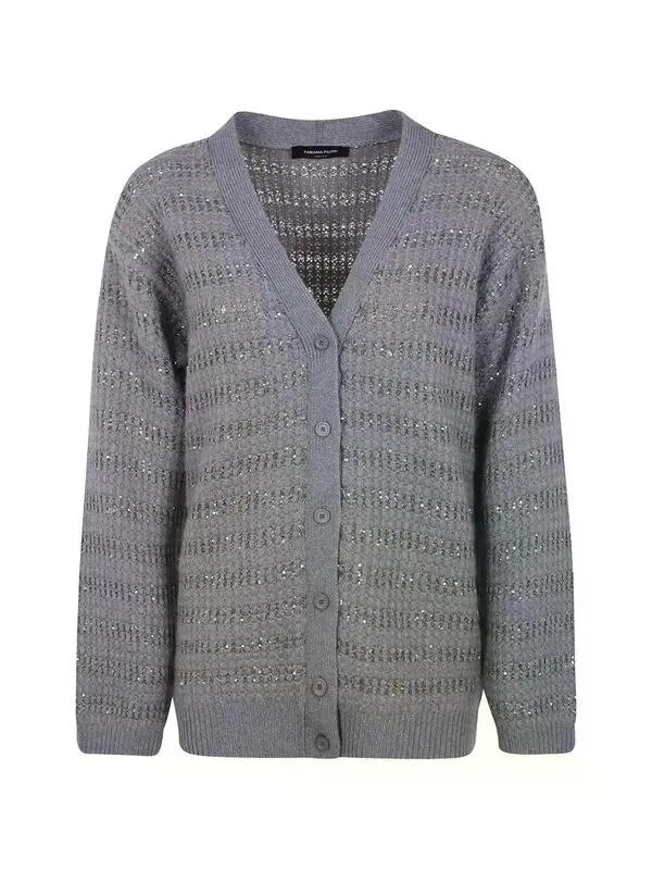Fabiana Filippi Sequin-embellished Chunky-knit Cardigan - Grey