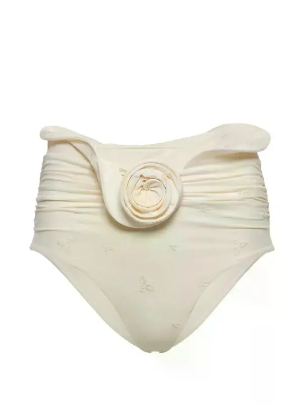 Magda Butrym Embroidered Floral-appliqué Bikini Bottoms - Neutrals
