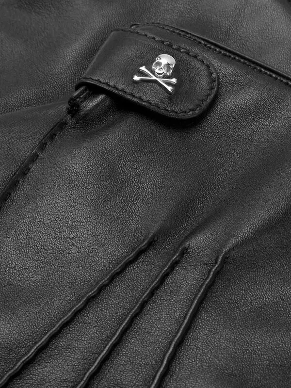 Philipp Plein Skull-appliqué Leather Gloves
