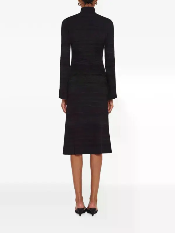 LANEUS Jacquard-knit Turtleneck Midi Dress