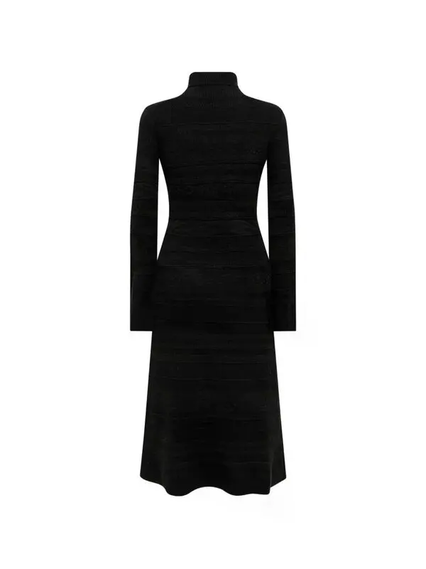 LANEUS Jacquard-knit Turtleneck Midi Dress