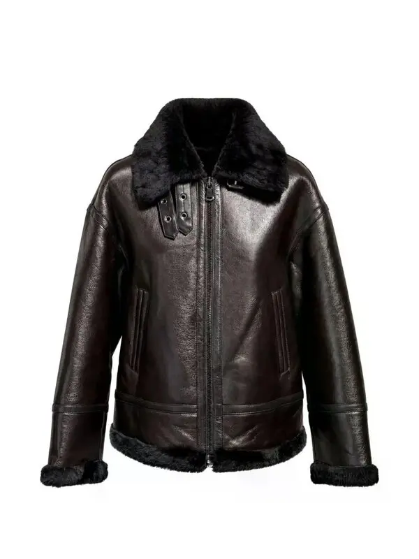 POCHE PARIS Shearling-trim Leather Jacket