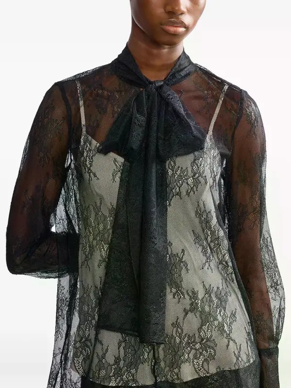 Erdem Floral-lace Pussy-bow Shirt
