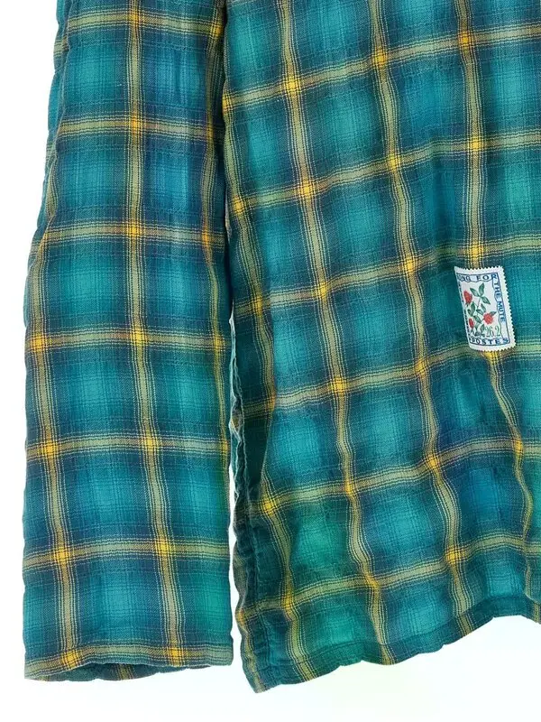SONG FOR THE MUTE School Check-pattern Patch-detail Shirt - Blue