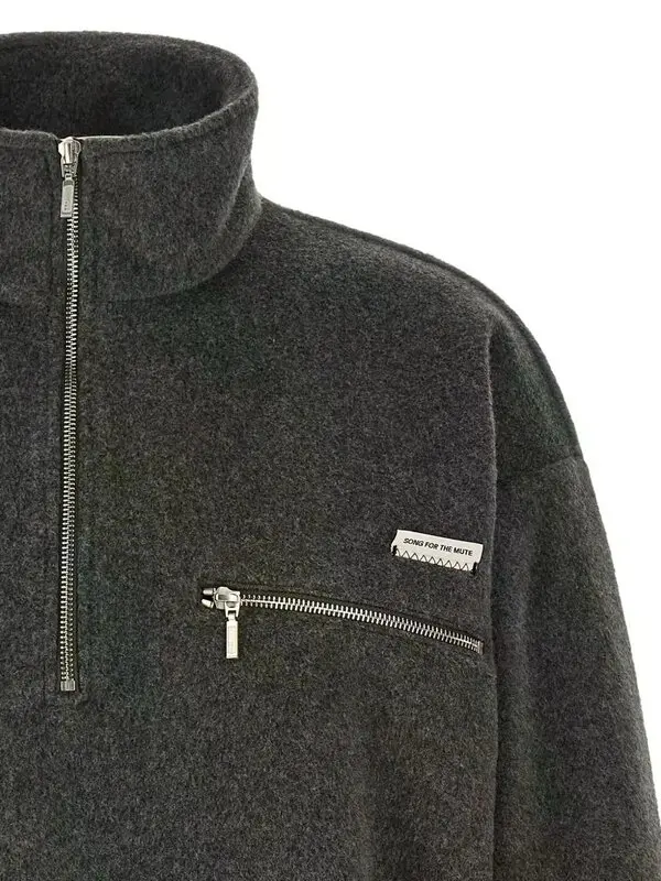 SONG FOR THE MUTE Half-zip Logo-patch Sweater - Grey
