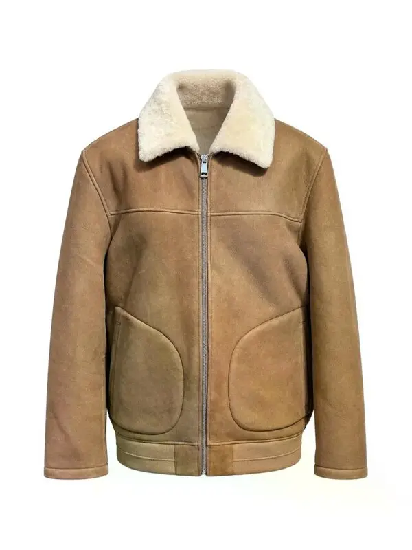 POCHE PARIS Shearling-collar Zip-up Jacket