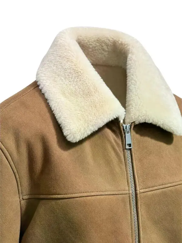 POCHE PARIS Shearling-collar Zip-up Jacket