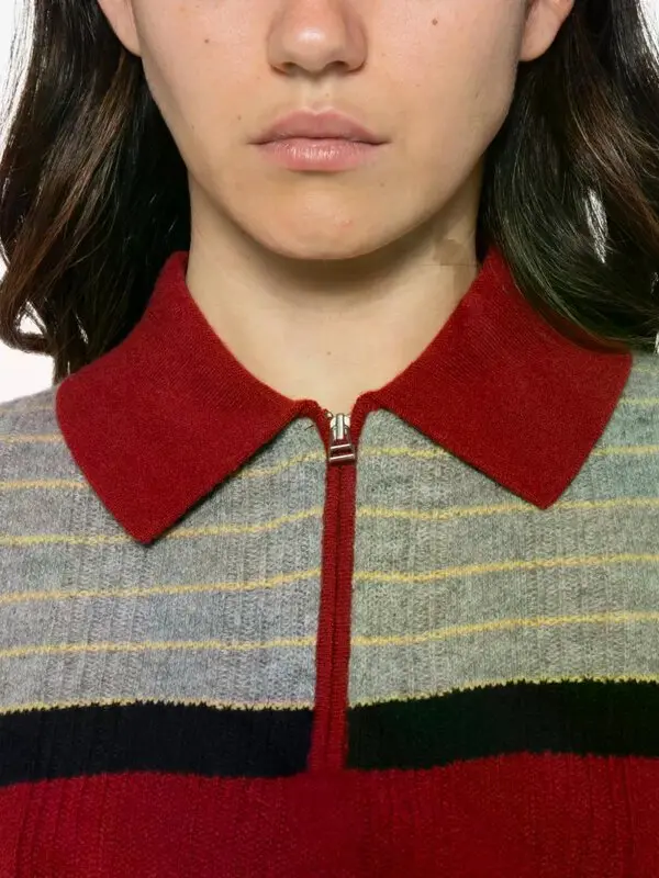 Guest In Residence Track Striped Ribbed-knit Sweater