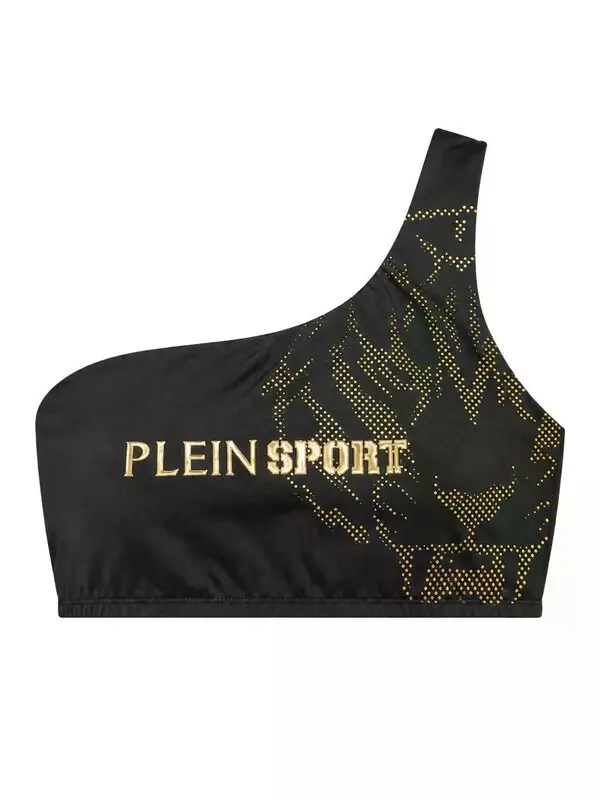 PLEIN SPORT One-shoulder Logo-print Bikini Top