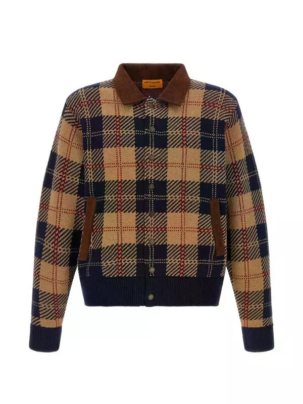 Guest In Residence Tartan Corduroy-collar Jacket - Blue