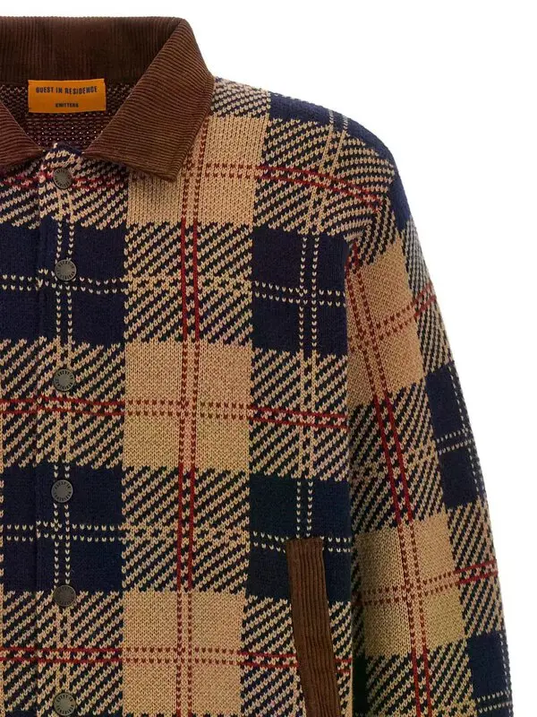 Guest In Residence Tartan Corduroy-collar Jacket - Blue