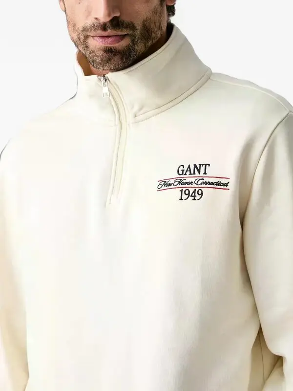 Gant Logo-embroidered Quarter-zip Sweatshirt