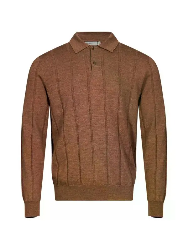 Canali Ribbed-knit Polo Shirt