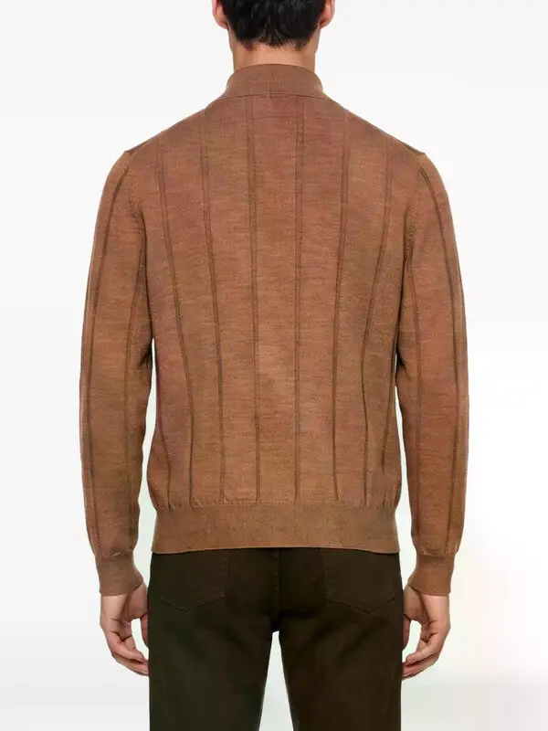 Canali Ribbed-knit Polo Shirt