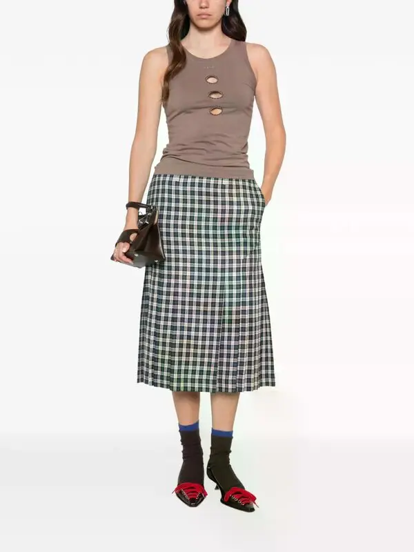 Marni Gray Cotton Tank Top With Cut-out Polka Dots - Neutrals