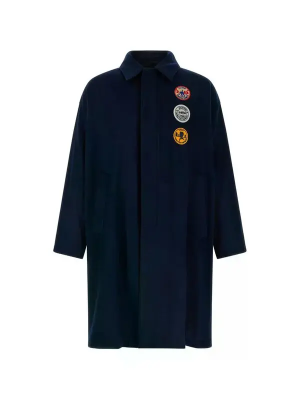 SONG FOR THE MUTE Patch-detail Embroidered-lettering Coat