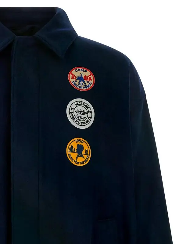 SONG FOR THE MUTE Patch-detail Embroidered-lettering Coat