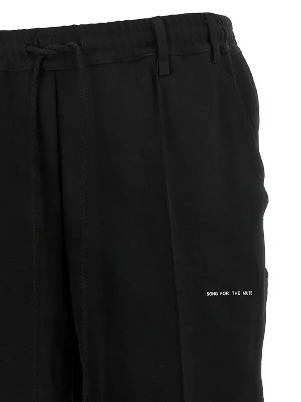 SONG FOR THE MUTE Tear Drop Ribbed-stitch Track Pants - Black