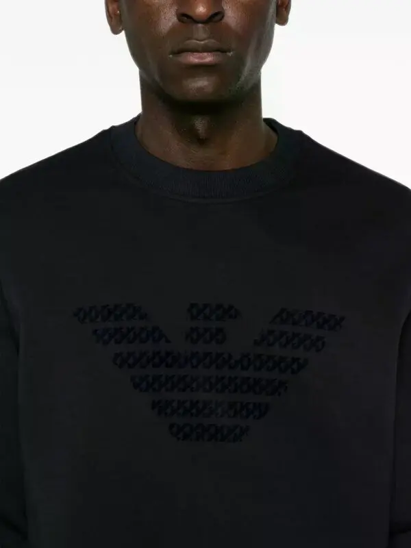 Emporio Armani Double Jersey Sweatshirt With Large Flocked Logo