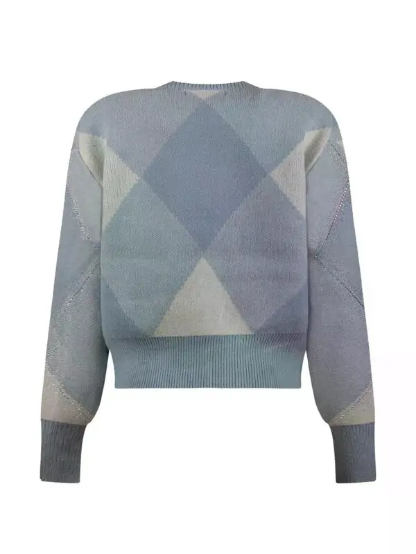 Derhy Argyle Crystal-embellished Sweater - Blue