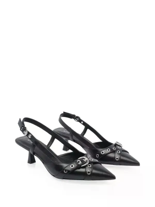 STUART WEITZMAN Eyelet-embellished Buckled Heeled Pumps - Black