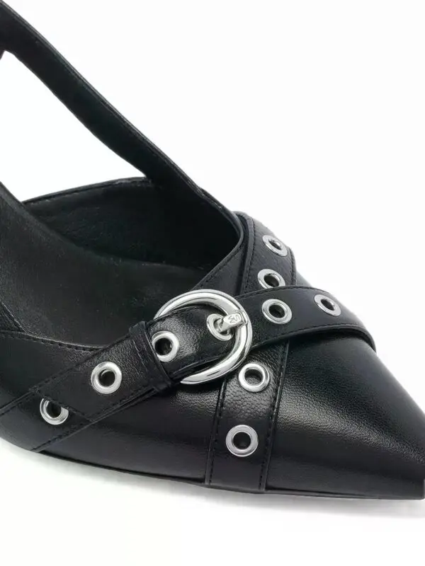 STUART WEITZMAN Eyelet-embellished Buckled Heeled Pumps