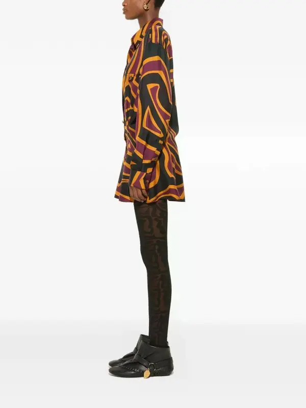 Emilio Pucci Labirinto Print Silk Shirt Dress - Black