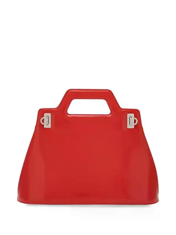 FERRAGAMO Geometric Leather Shoulder Bag - Red