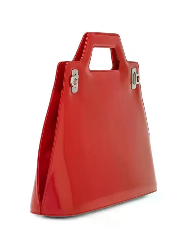 FERRAGAMO Geometric Leather Shoulder Bag - Red