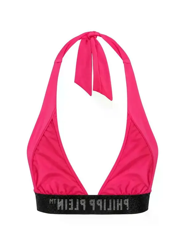 Philipp Plein Halterneck Logo-underband Bikini Top